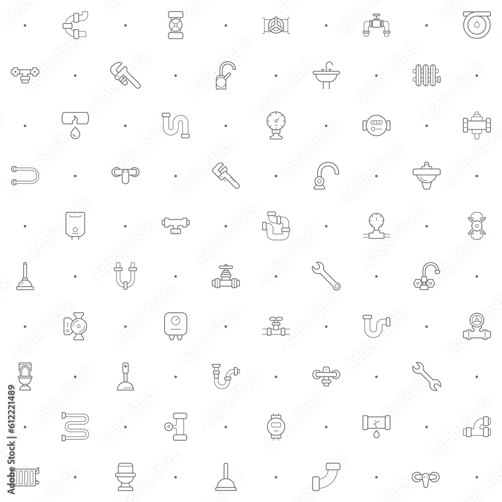 Vecteur Stock Seamless pattern with plumbing icon on white background ...