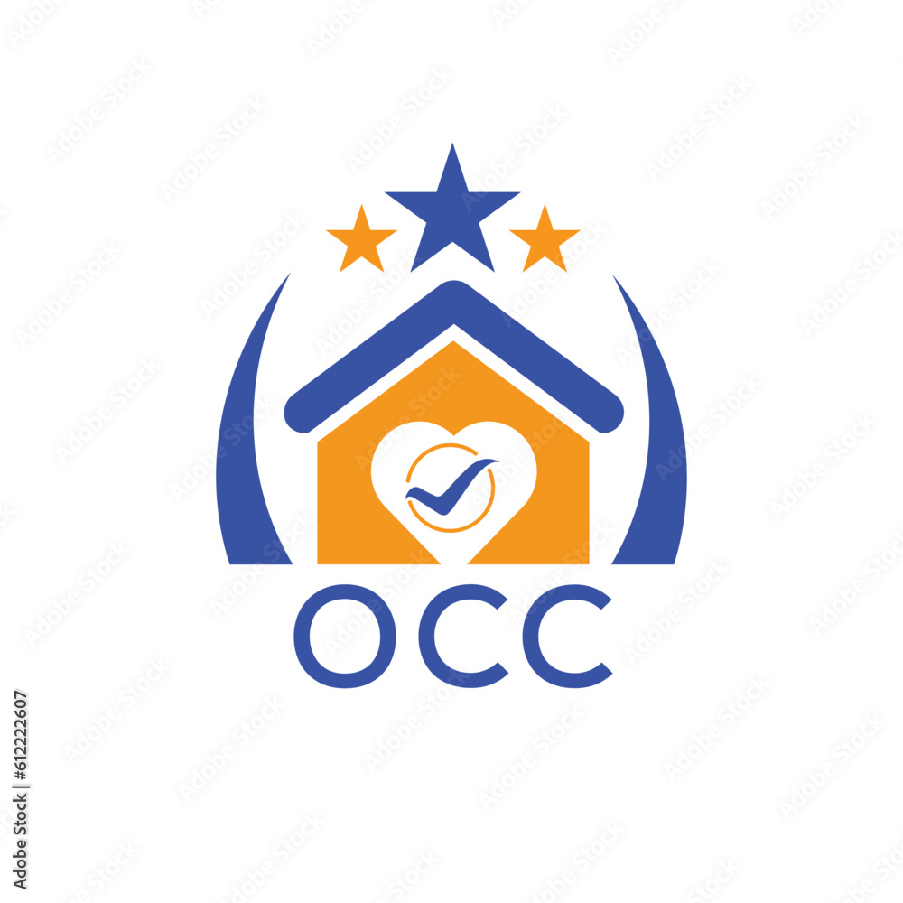 OCC House logo Letter logo and star icon. Blue vector image on white ...