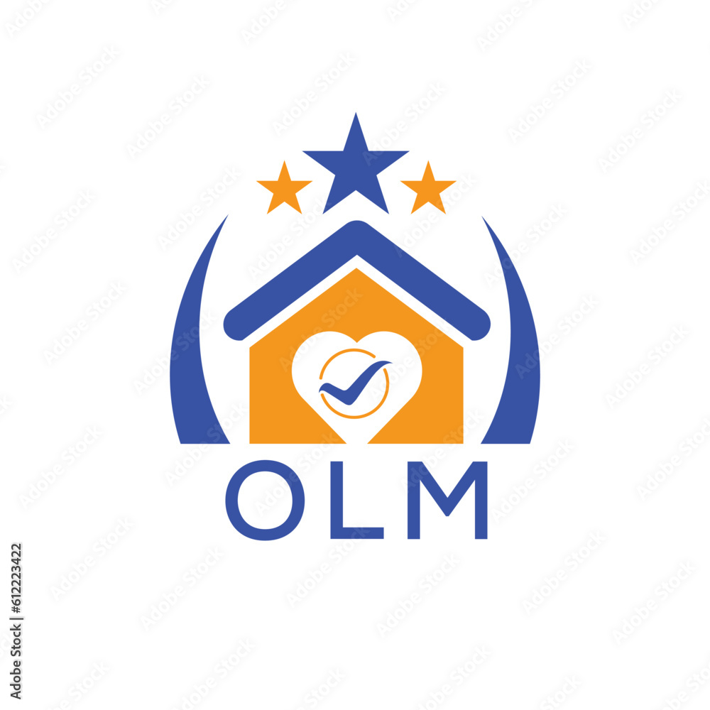 OLM House logo Letter logo and star icon. Blue vector image on white ...