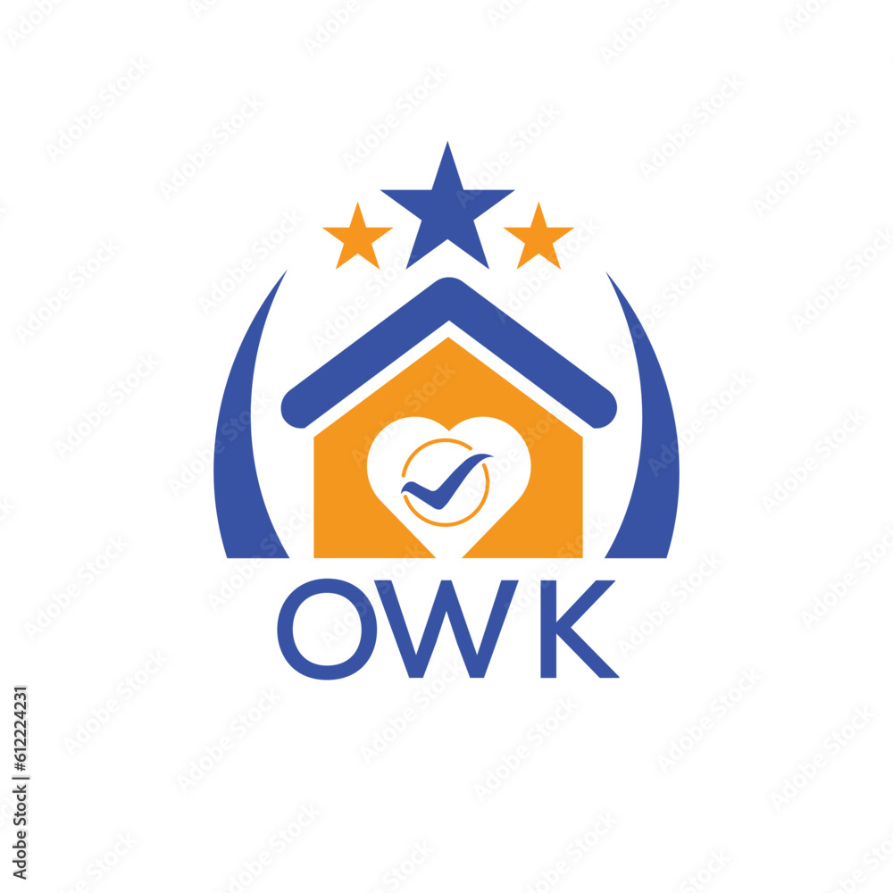 OWK House logo Letter logo and star icon. Blue vector image on white ...