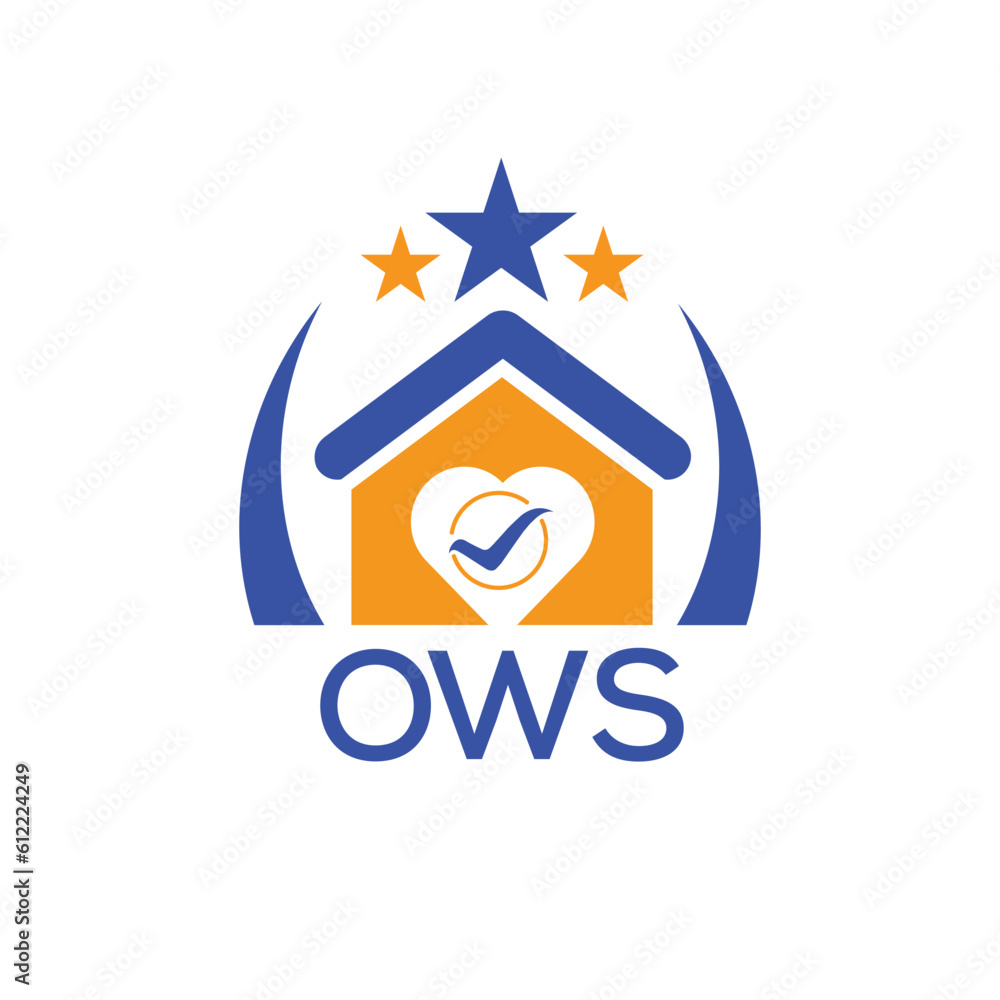 OWS House logo Letter logo and star icon. Blue vector image on white ...