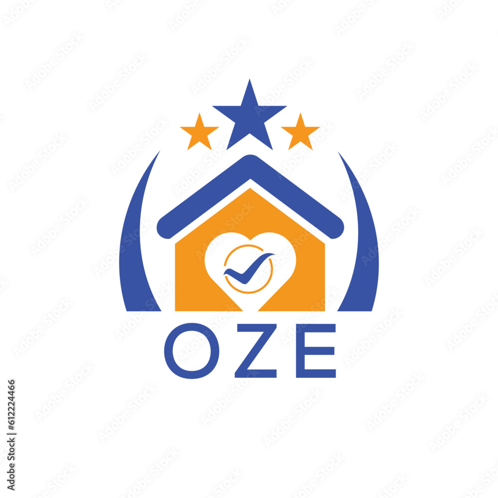 OZE House logo Letter logo and star icon. Blue vector image on white ...