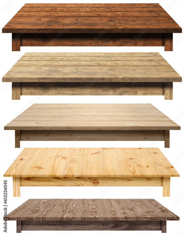 set of wooden table top on transparent background Stock Photo | Adobe Stock