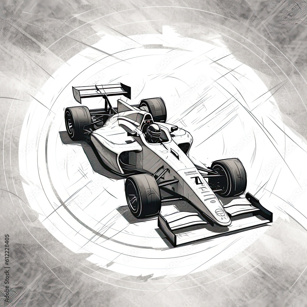 Racing car sketch on a grunge background illustration. Sport car racing ...