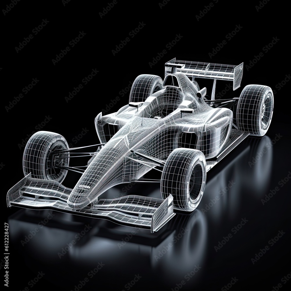 formula race car on a black background. 3d render image. Sport car ...