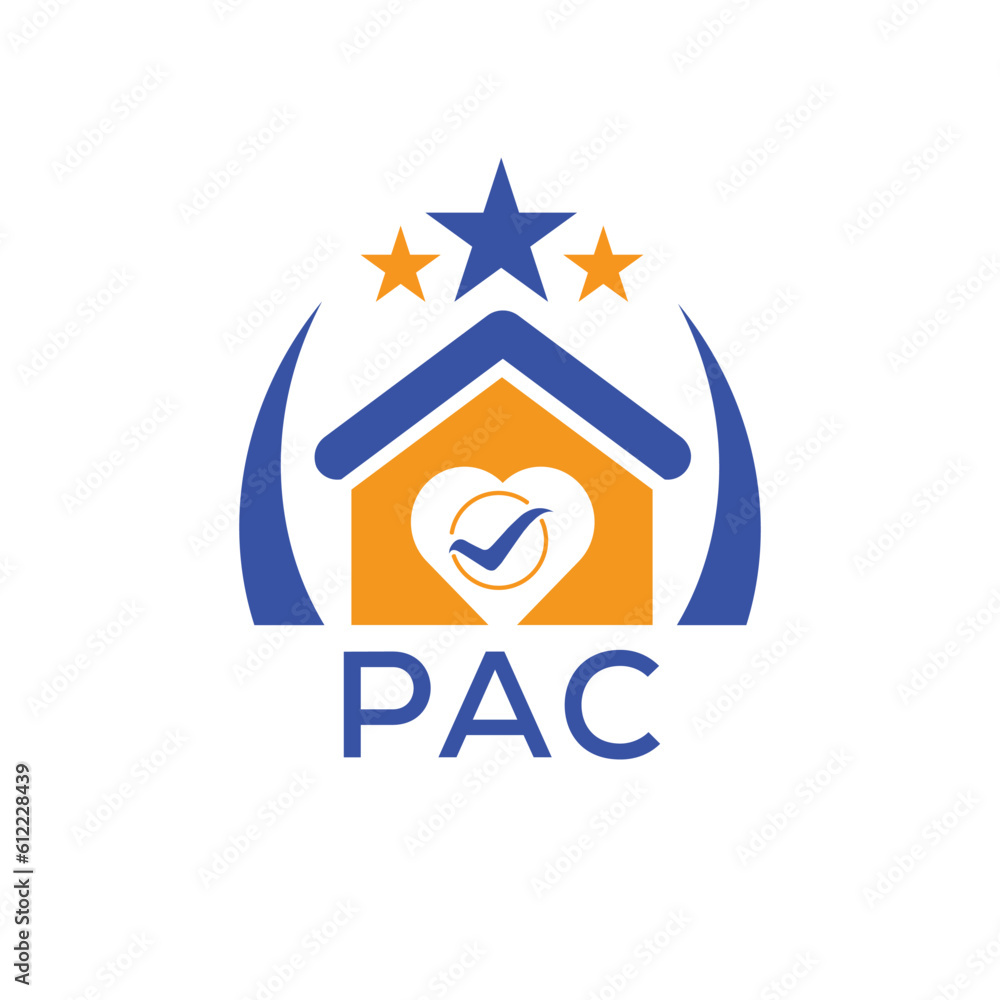 Vecteur Stock PAC House logo Letter logo and star icon. Blue vector ...