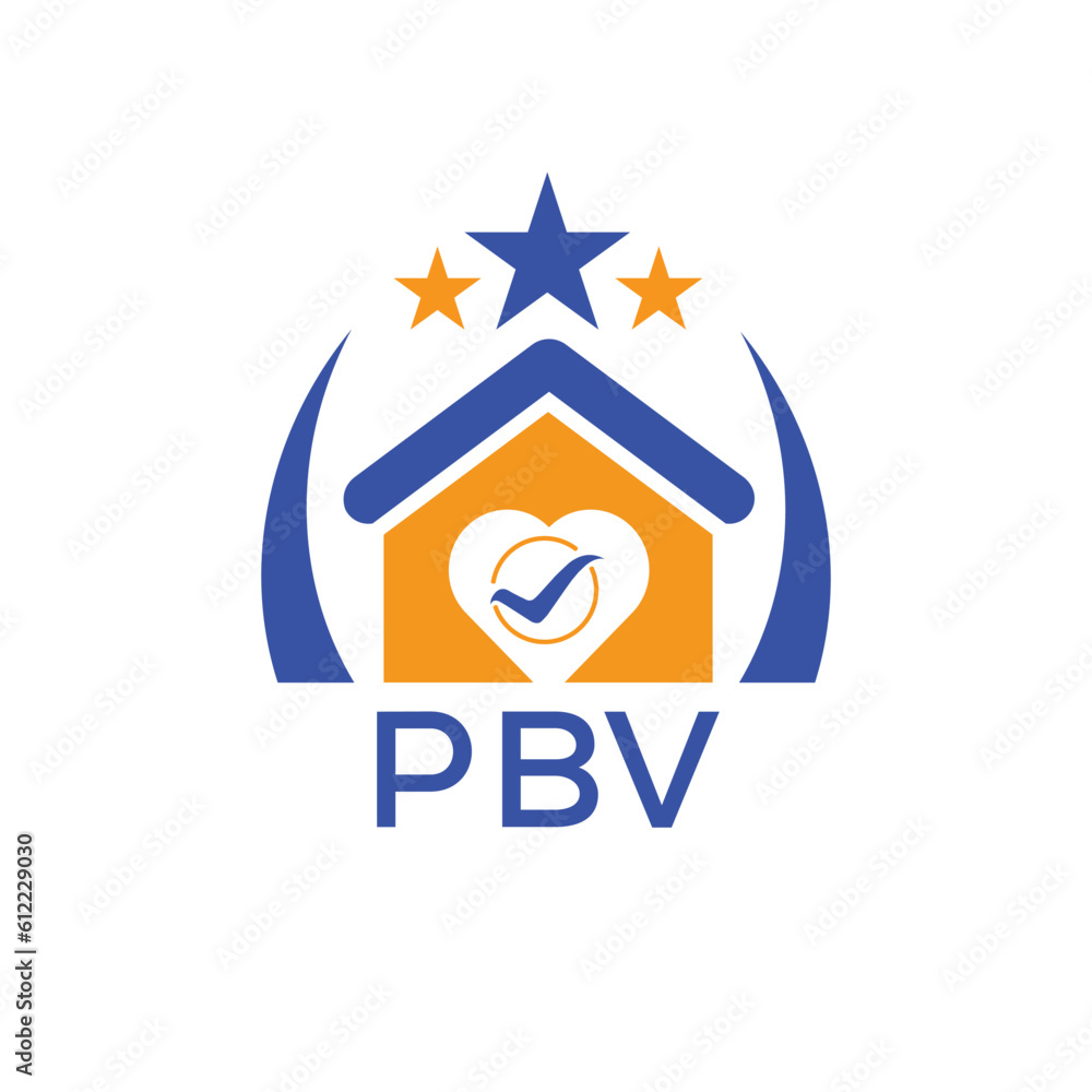 PBV House logo Letter logo and star icon. Blue vector image on white ...