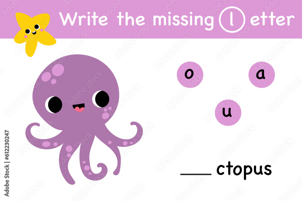 Write the missing letter find missing letter matching exercise game ...