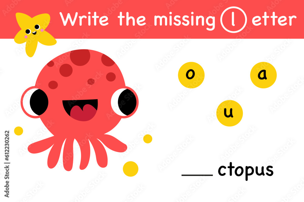 Underwater letter alphabet find missing letter matching exercise game ...