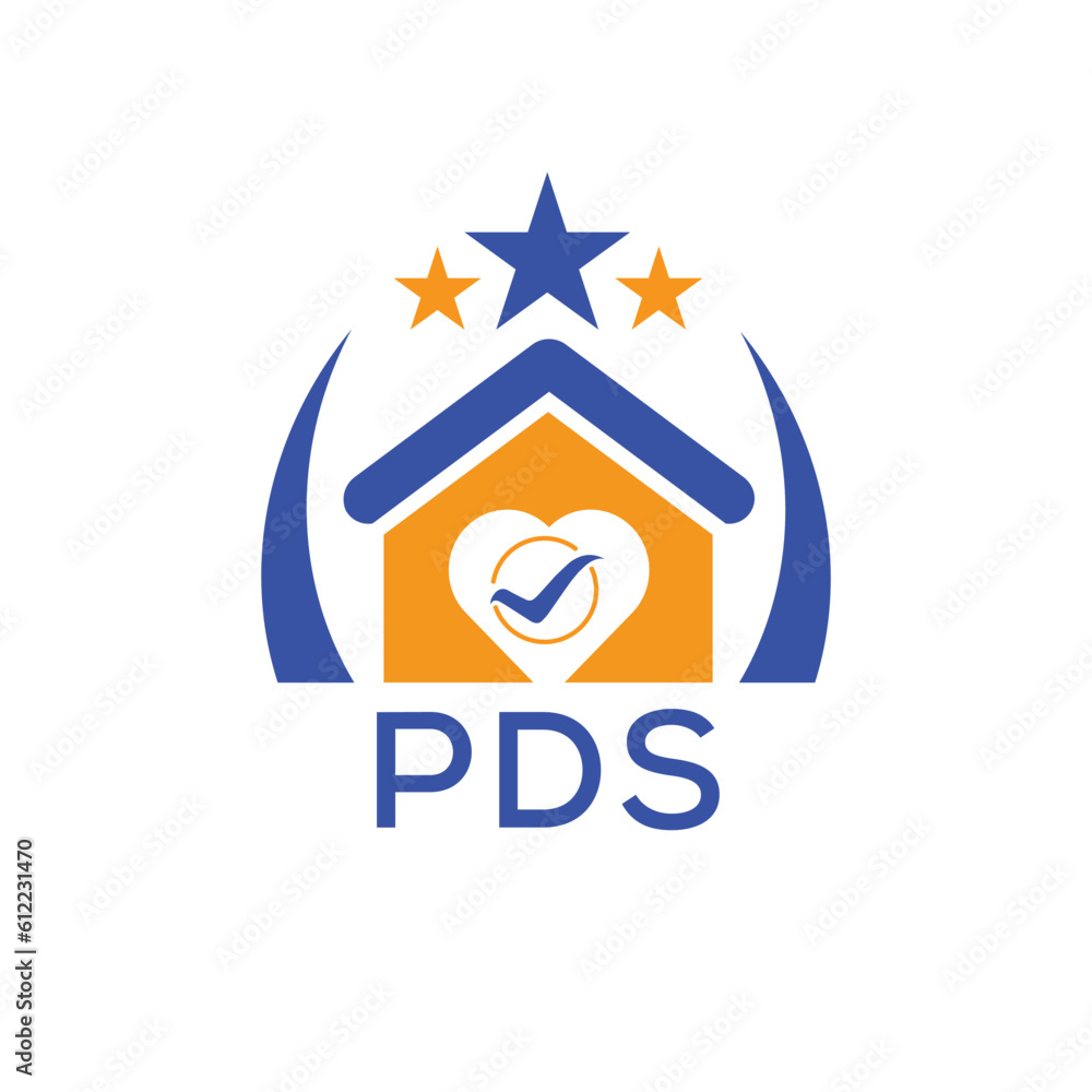 PDS House logo Letter logo and star icon. Blue vector image on white ...