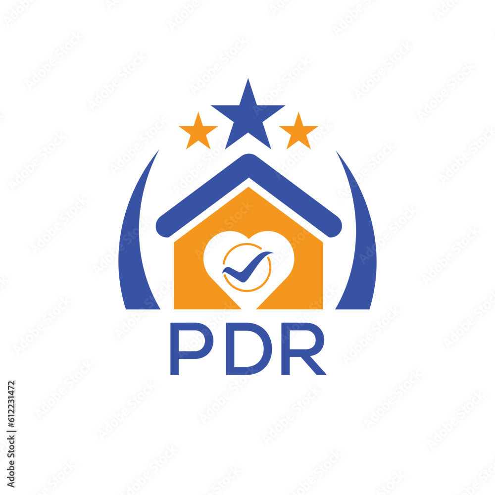 PDR House logo Letter logo and star icon. Blue vector image on white ...