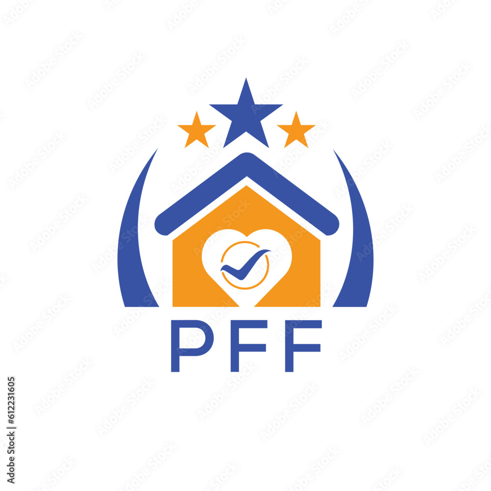 PFF House logo Letter logo and star icon. Blue vector image on white ...