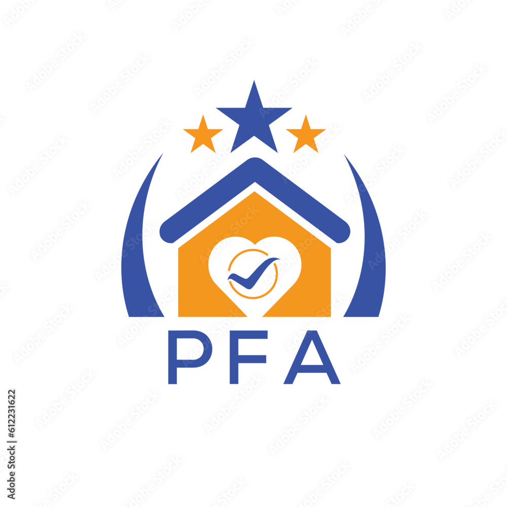 PFA House logo Letter logo and star icon. Blue vector image on white ...