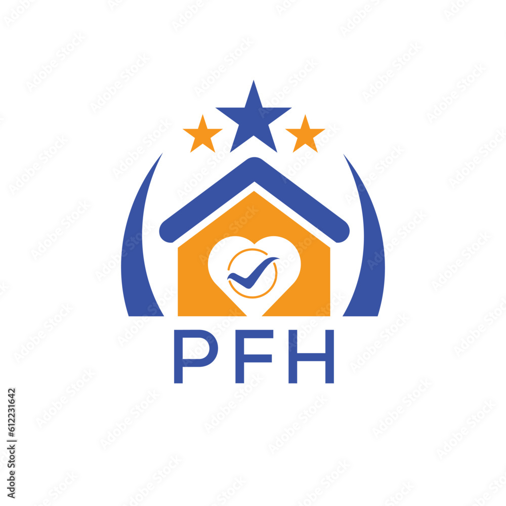 PFH House logo Letter logo and star icon. Blue vector image on white ...