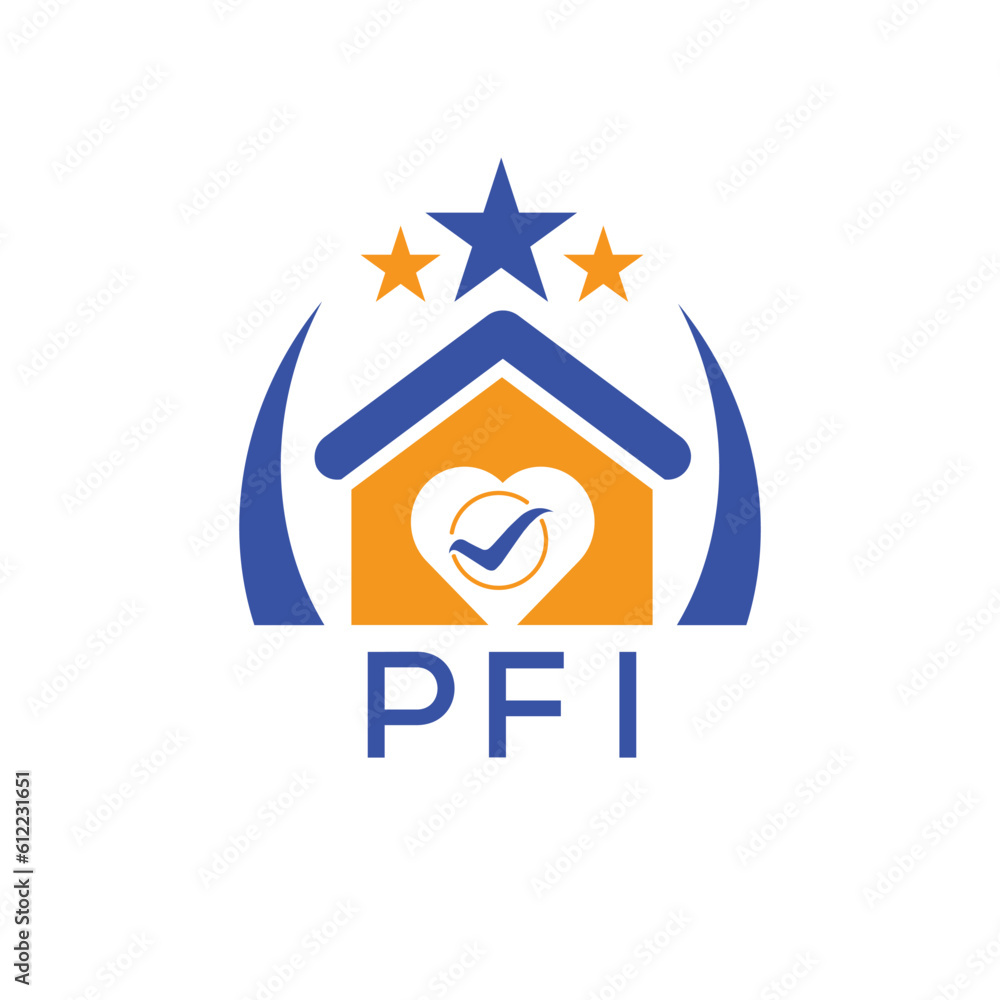 PFI House logo Letter logo and star icon. Blue vector image on white ...