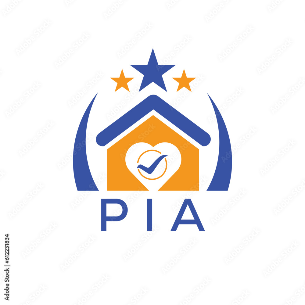 PIA House logo Letter logo and star icon. Blue vector image on white ...
