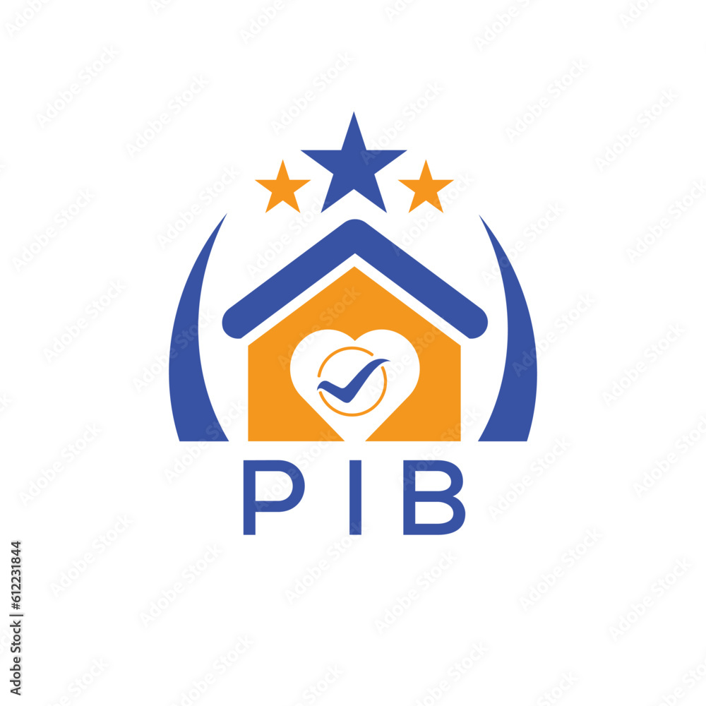PIB House logo Letter logo and star icon. Blue vector image on white ...