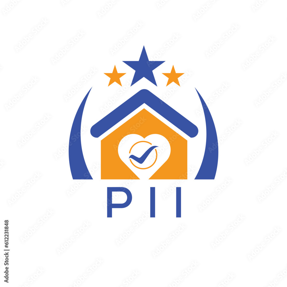 PII House logo Letter logo and star icon. Blue vector image on white ...