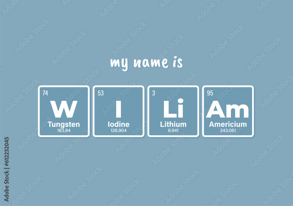 Vector inscription name WILIAM composed of individual elements of the ...