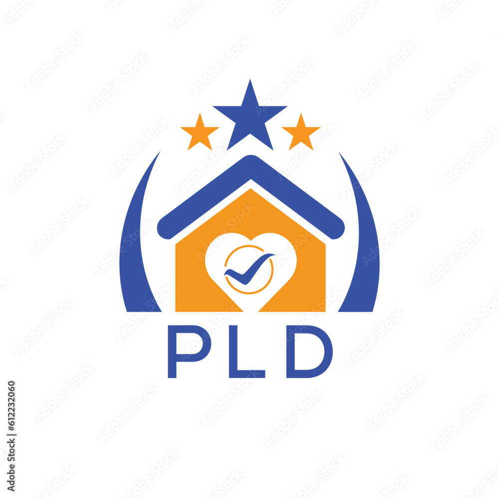 PLD House logo Letter logo and star icon. Blue vector image on white ...
