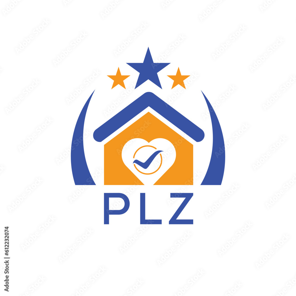 PLZ House logo Letter logo and star icon. Blue vector image on white ...