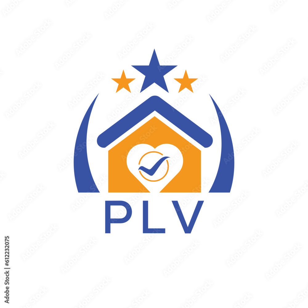 PLV House logo Letter logo and star icon. Blue vector image on white ...