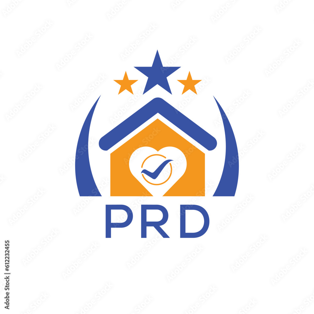 PRD House logo Letter logo and star icon. Blue vector image on white ...
