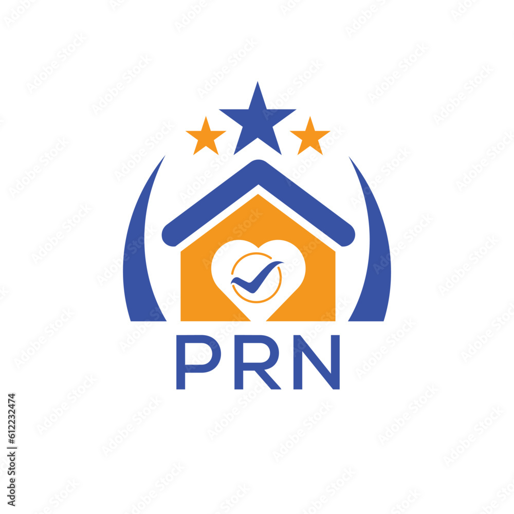 PRN House logo Letter logo and star icon. Blue vector image on white ...