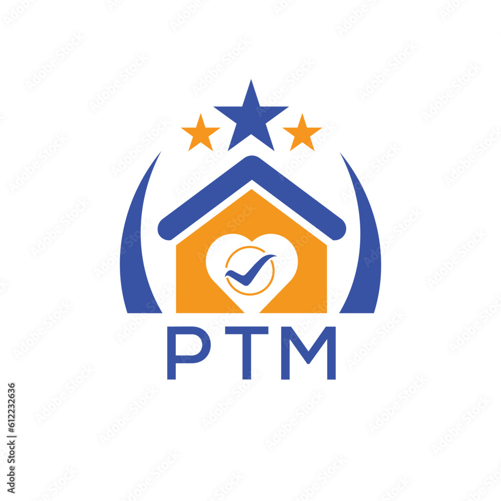 PTM House logo Letter logo and star icon. Blue vector image on white ...