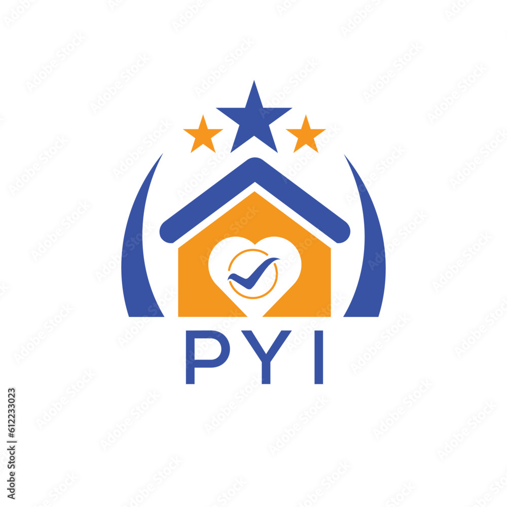 PYI House logo Letter logo and star icon. Blue vector image on white ...