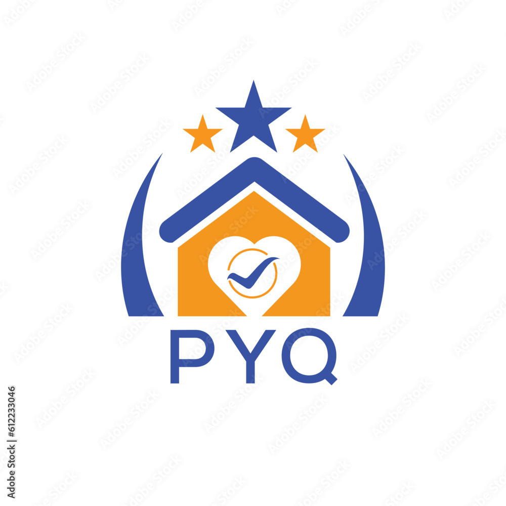 PYQ House logo Letter logo and star icon. Blue vector image on white ...