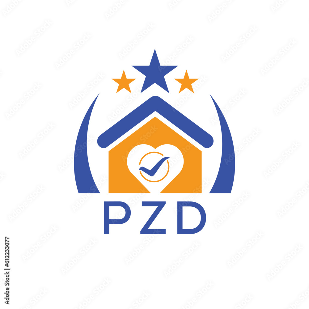PZD House logo Letter logo and star icon. Blue vector image on white ...