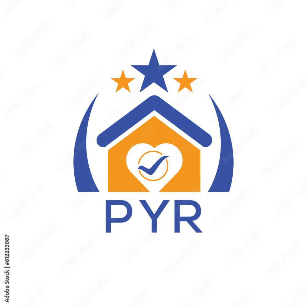 PYR House logo Letter logo and star icon. Blue vector image on white ...