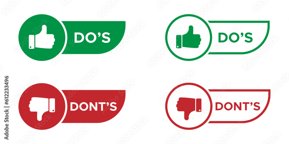 Do's and Don'ts vector icons collection. Do's and Don'ts vector signs ... Do's and Don'ts vector icons collection. Do's and Don'ts vector signs ...