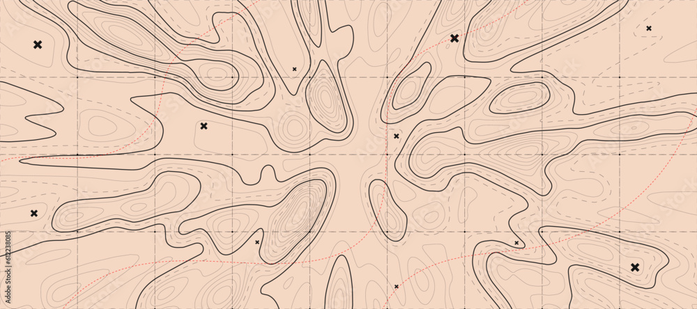 Topographic map background. Geographic line map with elevation ...