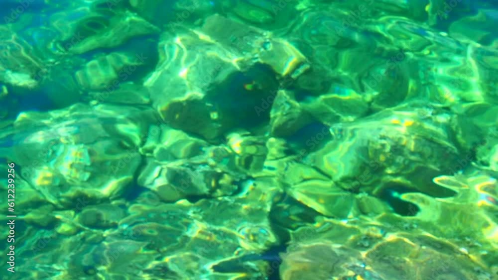 Green azure turquoise blue transparent sea salt water texture. Top view ...