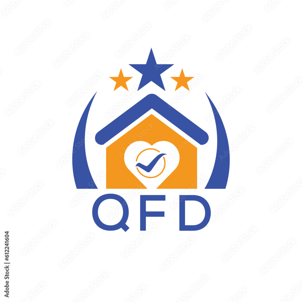 QFD House logo Letter logo and star icon. Blue vector image on white ...