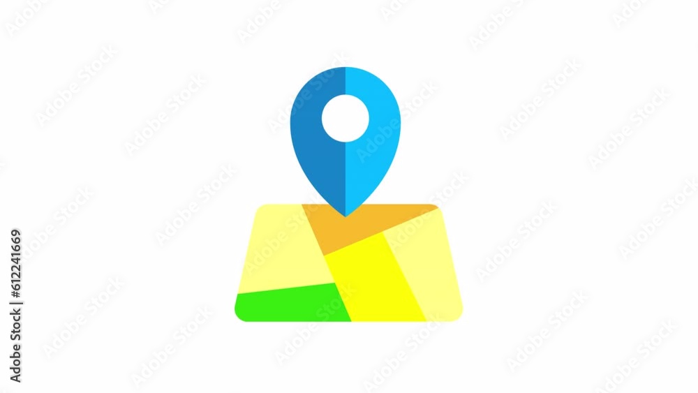 Map and Location Pin, Location and Map animated icon on transparent ...