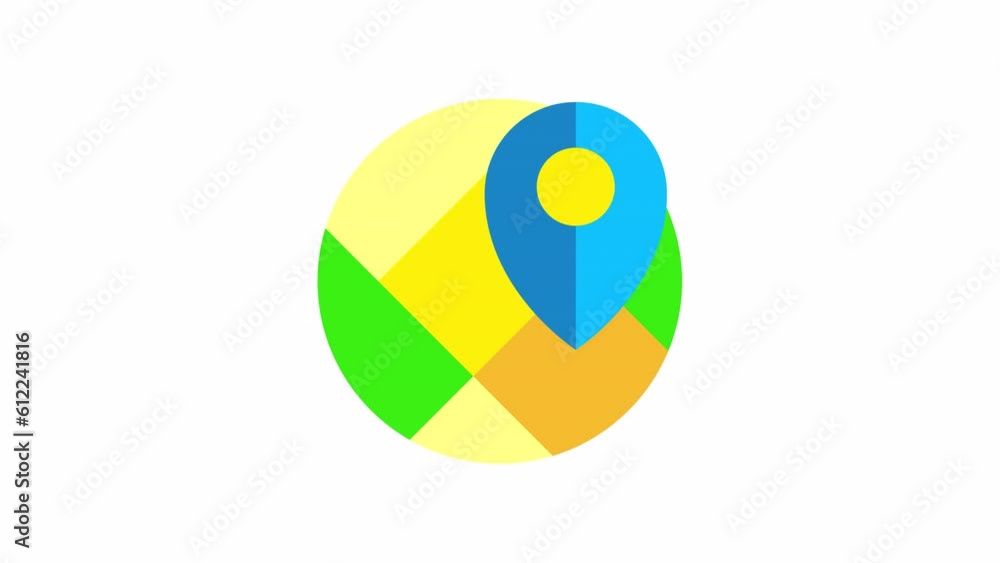 Map and Location Pin, Location and Map animated icon on transparent ...