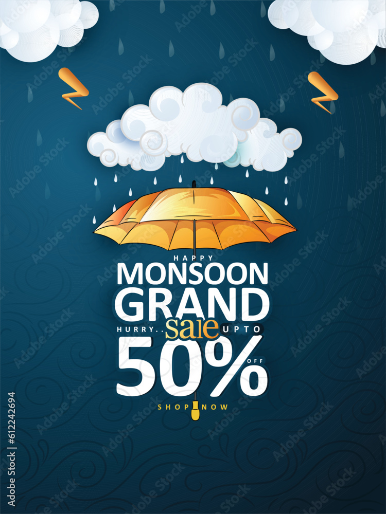 vector illustration,Banner Monsoon season Offer or Sale for Monsoon ...