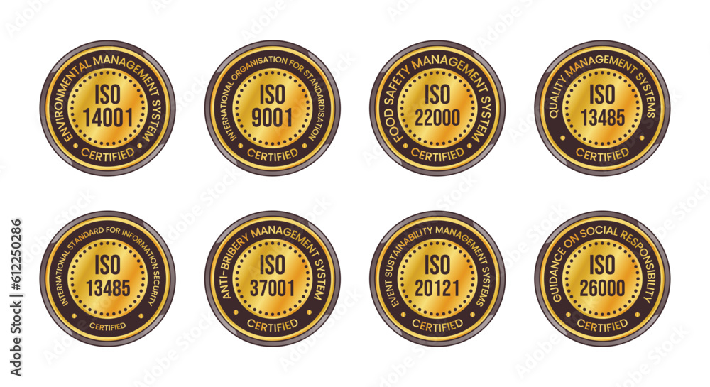 Poster iso certified badge, iso certified stamp, iso certified emblem ...