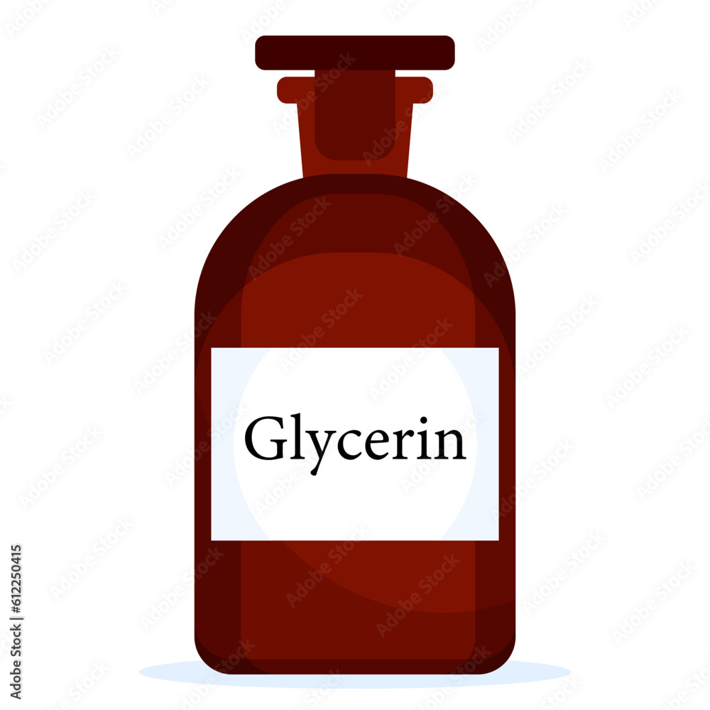 Glycerin solution for external use in dark glass bottle cartoon vector ...