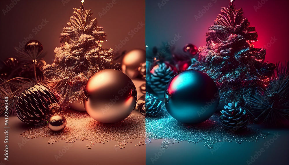 Gradient christmas balls and trees, christmas gradient background with ...
