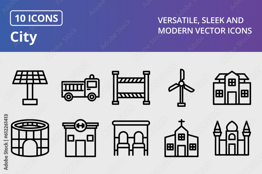 Vector City Icon Set Stock Vector | Adobe Stock