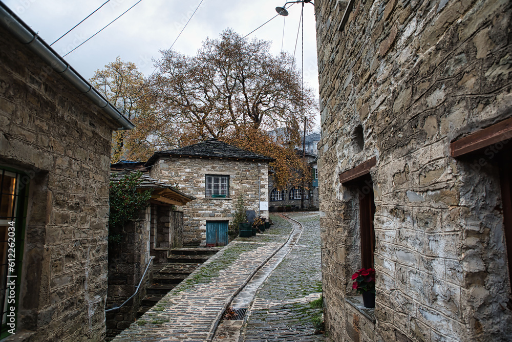 Tsepelovo village, one of the most famous in zagorochoria on a ...