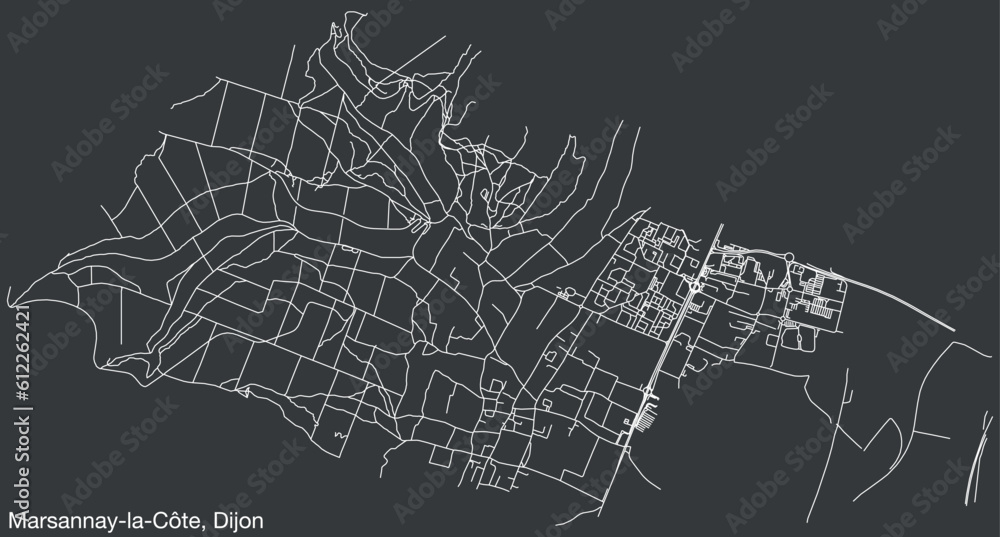 Detailed hand-drawn navigational urban street roads map of the ...
