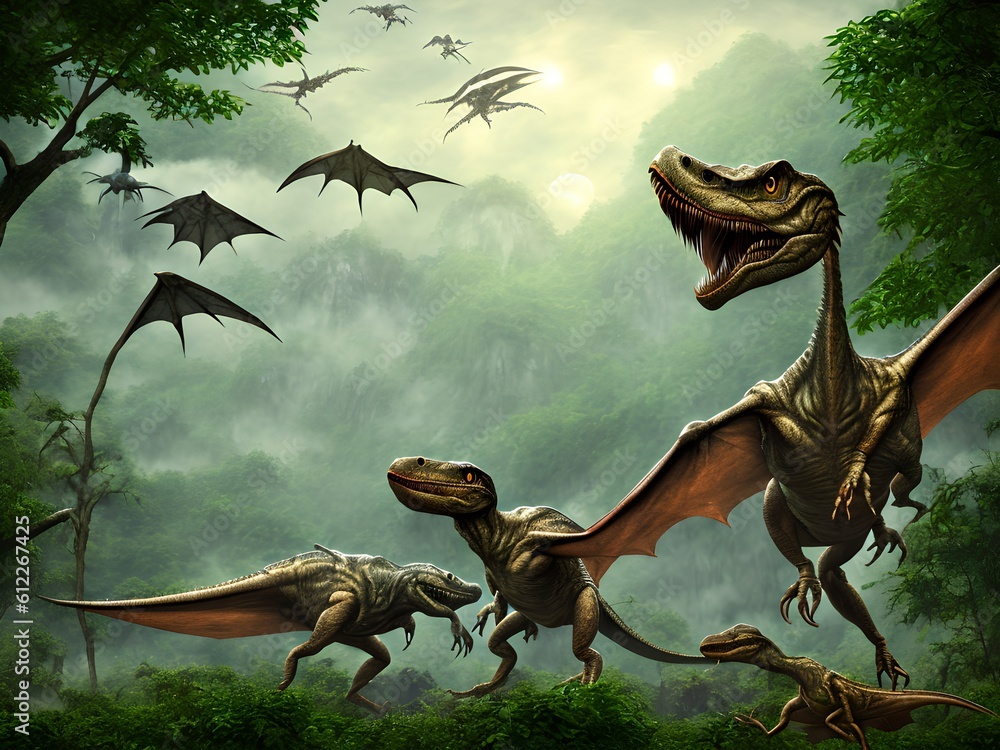 Pterodactylus Dinosaur, Generative AI Illustration Stock Illustration ...