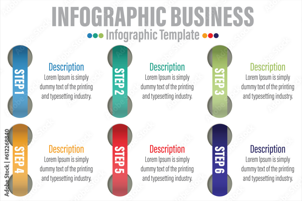 6 steps, option or levels infographic design with business icons ...