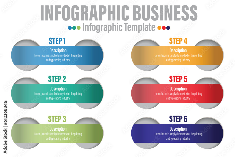 6 steps, option or levels infographic design with business icons ...