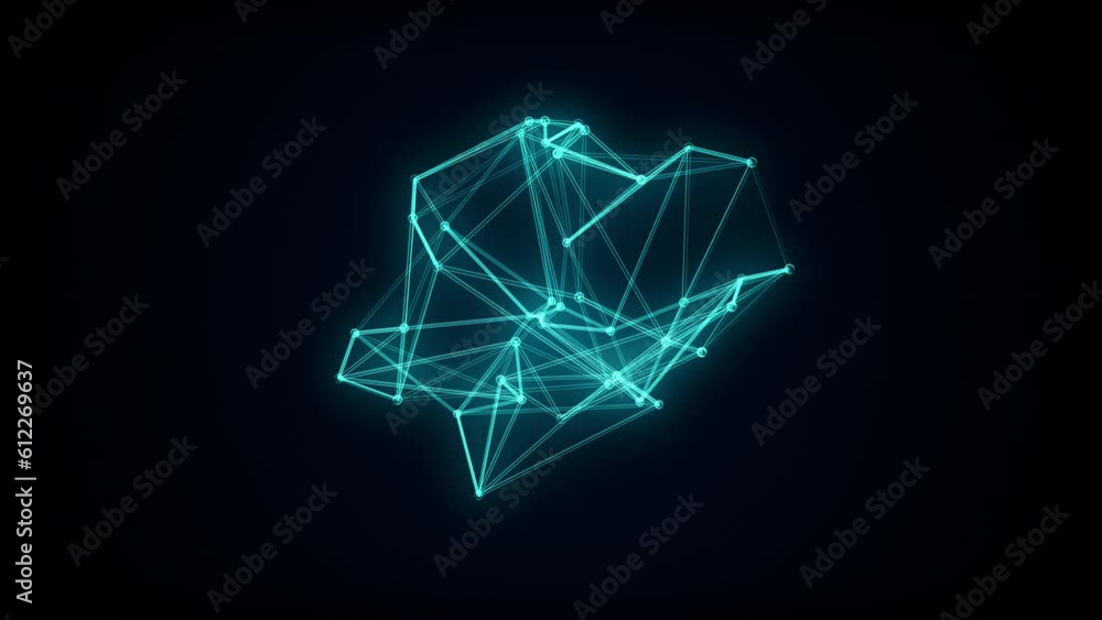 Futuristic 3D animation of connected spheres shapes with transparent ...